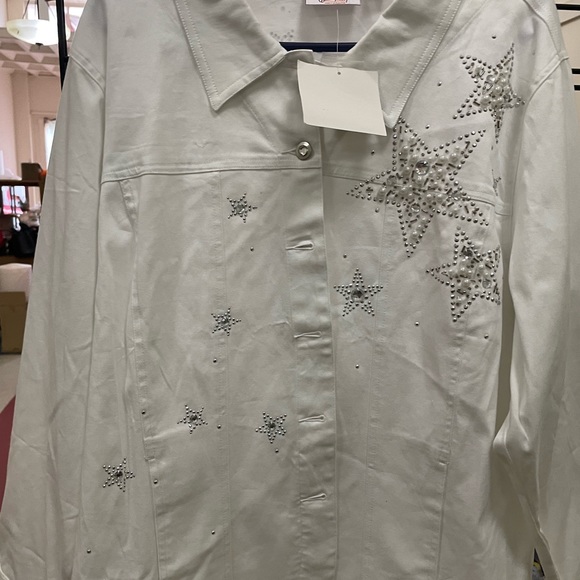 Quacker Factory | Jackets & Coats | Quacker Factory Denim White Jacket ...